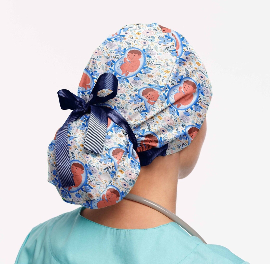 OBGYN Ponytail Scrub Cap for Women, LD Nurse Euro Surgical Hat With ...