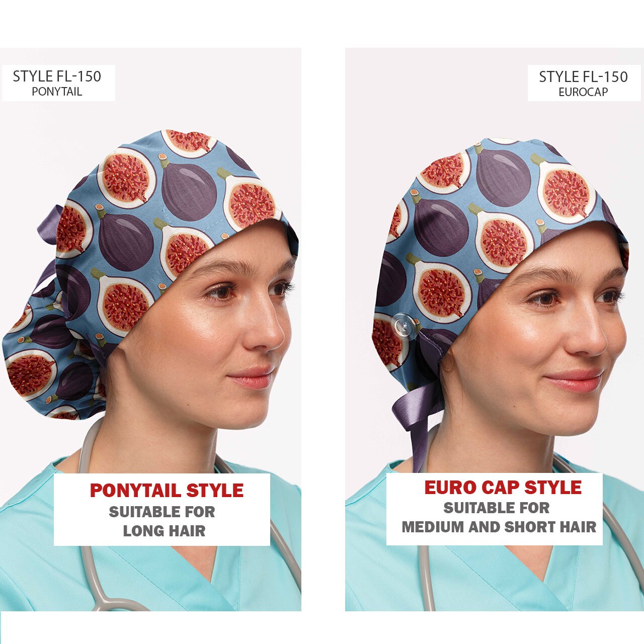 Figs Ponytail Scrub Cap for Women, Tropical Fruits Euro Surgical Hat - Etsy