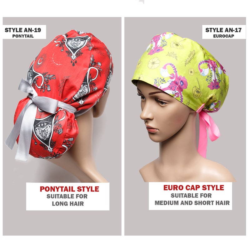 Anatomy scrub cap for women Uterus surgical caps Ponytail | Etsy