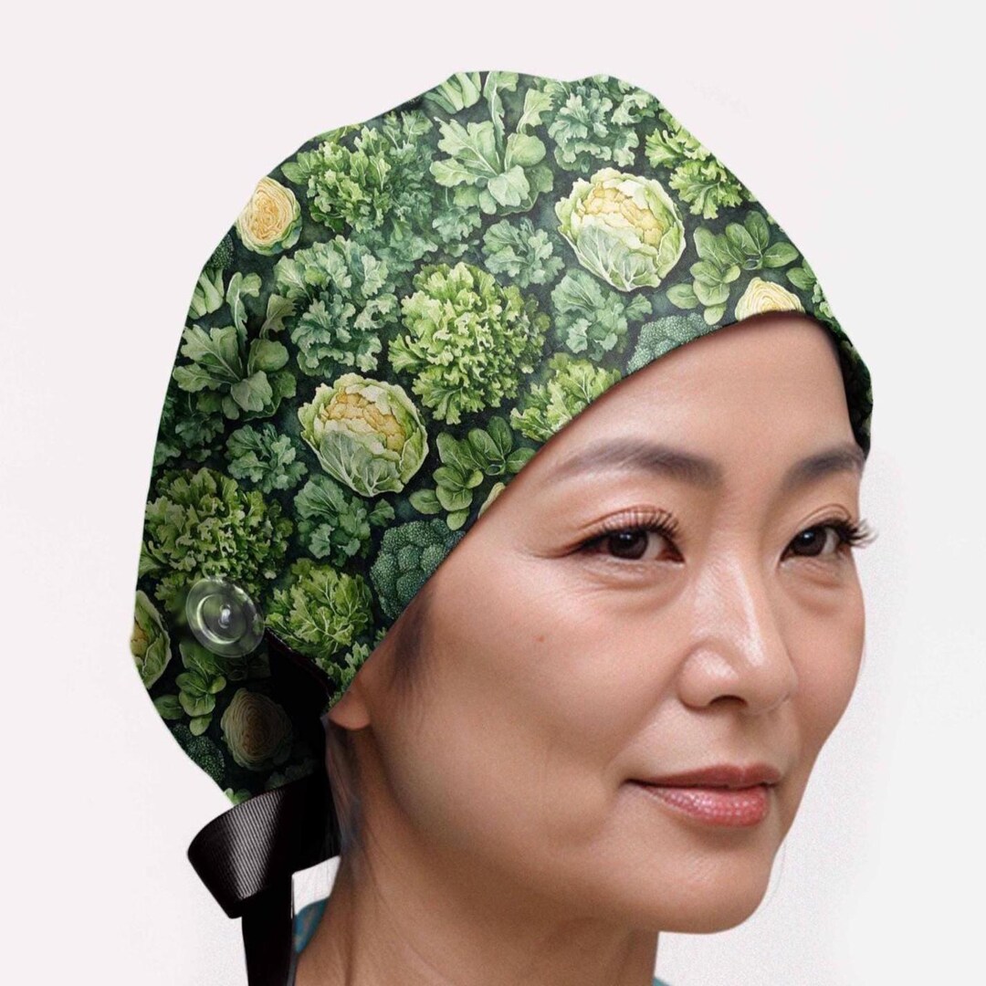 Cabbage Ponytail Scrub Cap for Women, Lettuce, Broccoli, Kale Euro ...