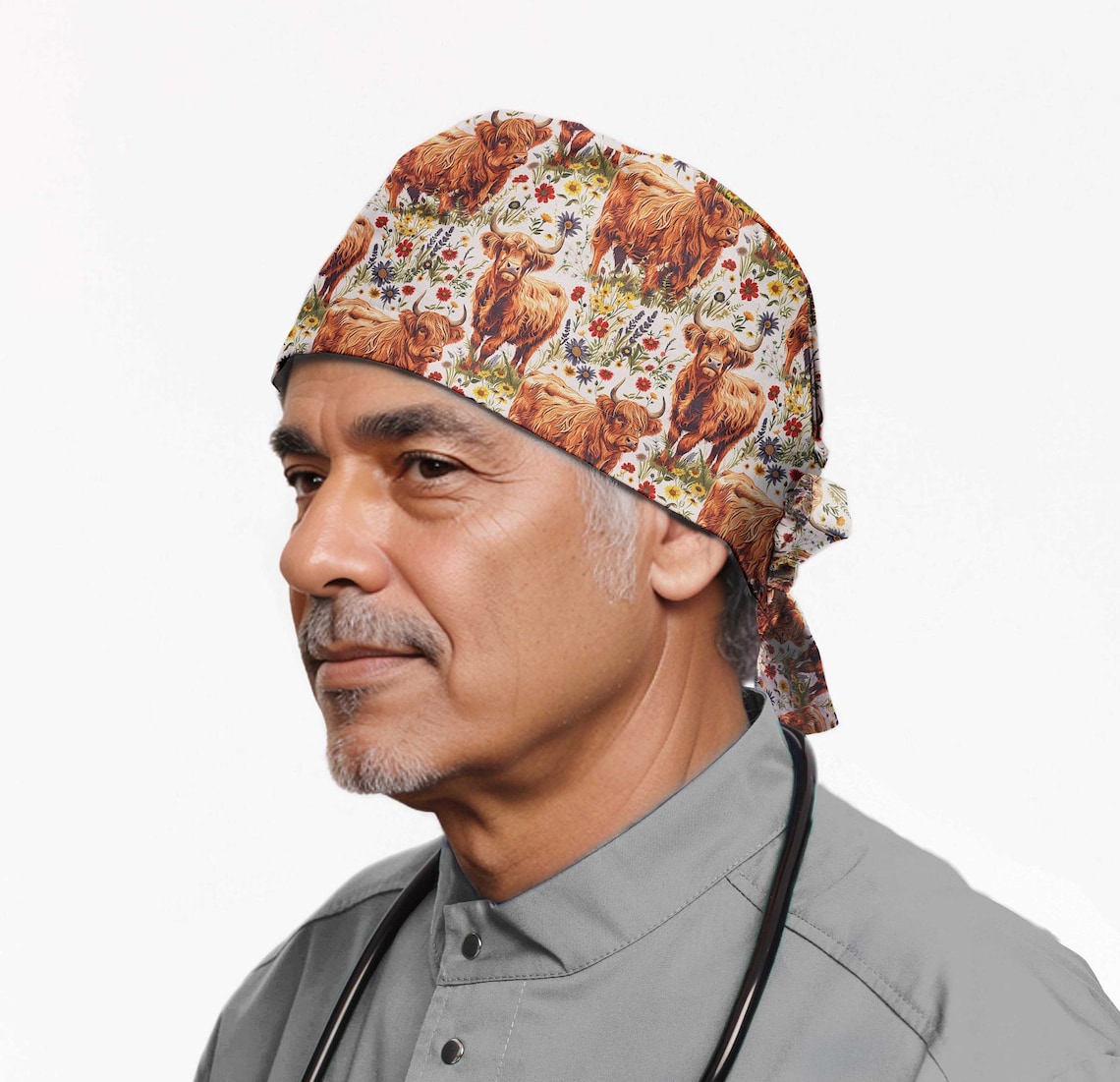 Highland Cow Scrub Cap for Women: Funny Surgical Cap With Buttons - Etsy