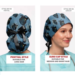 Anatomic Heart Ponytail Scrub Cap, Cardiac Nurse Hat, Euro Surgical Cap ...