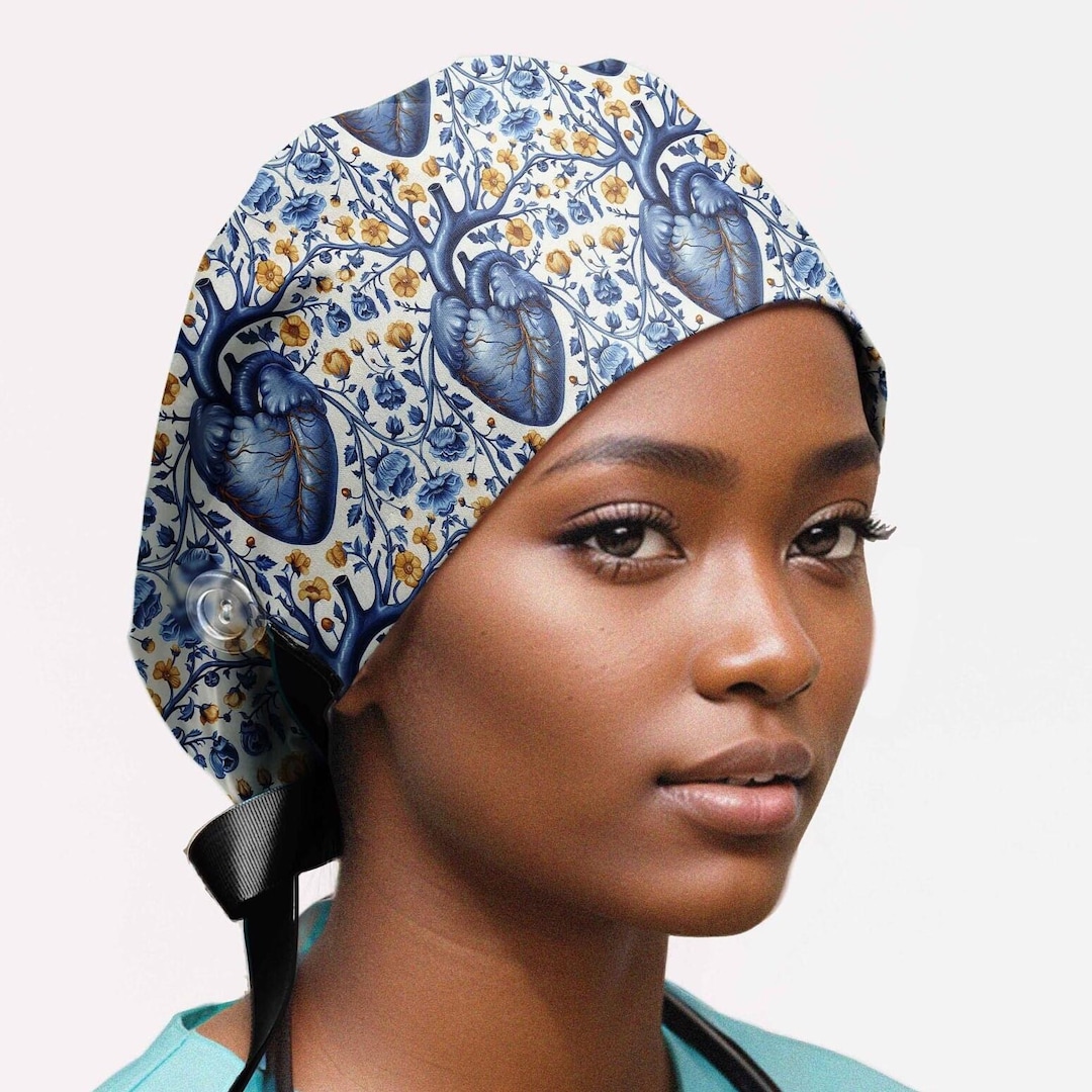 Anatomy Heart Scrub Cap: Medical Fabric Ponytail Surgical Hat - Etsy