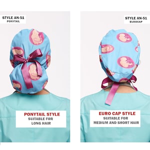 Anatomy Scrub Cap Women, Obgyn Scrub Caps, Ponytail Surgical Cap, Nurse ...