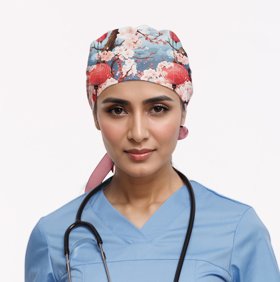 Cherry Blossom Scrub Cap for Women, Sakura Flowers Surgical Hat - Etsy