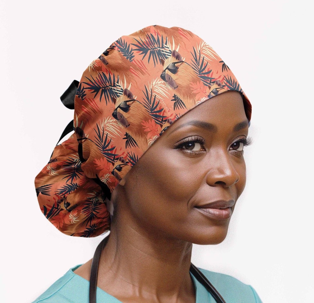Funny Capybara Scrub Caps for Women, Funny Surgical Cap With Buttons ...
