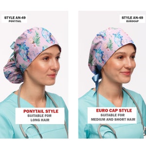 Cardiac Scrub Cap for Women, Surgical Cap With Heart, Anatomy Scrub Hat ...