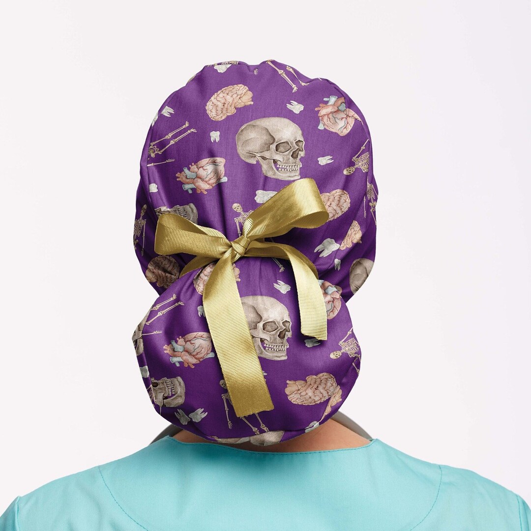 Anatomic Skull Scrub Cap: Ponytail Surgical Hat, Medical Fabric - Etsy