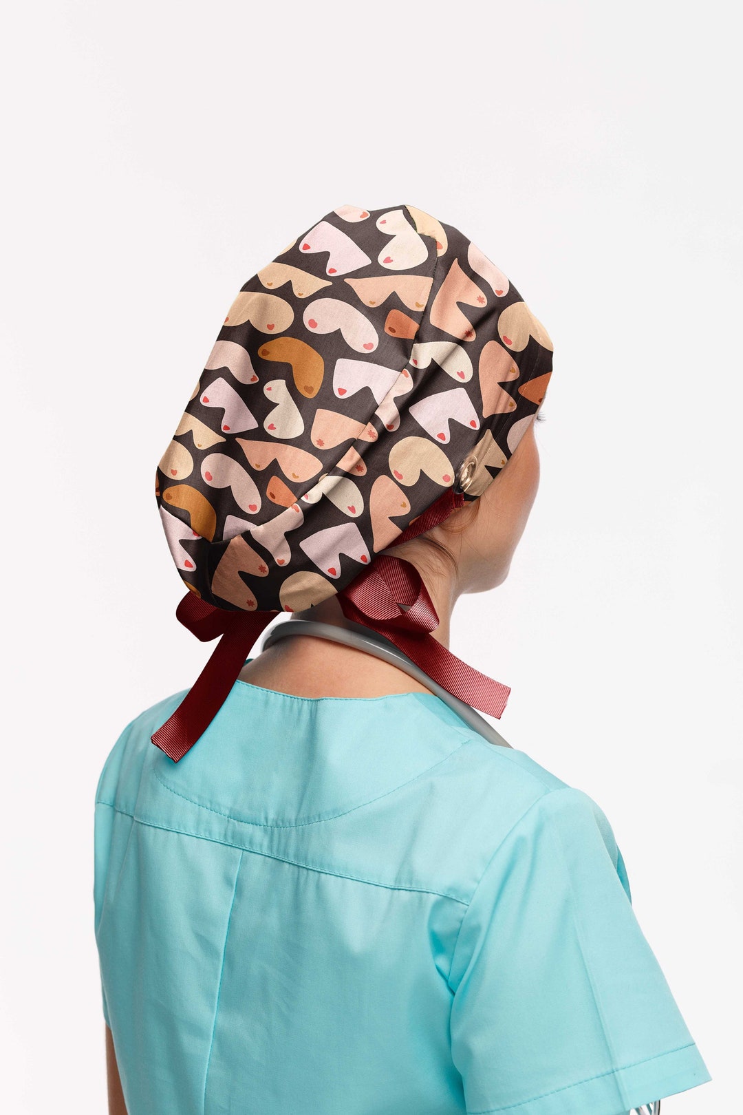 Women's Breast Euro Scrub Caps, Mammologist Scrub Hat, Boobs and ...