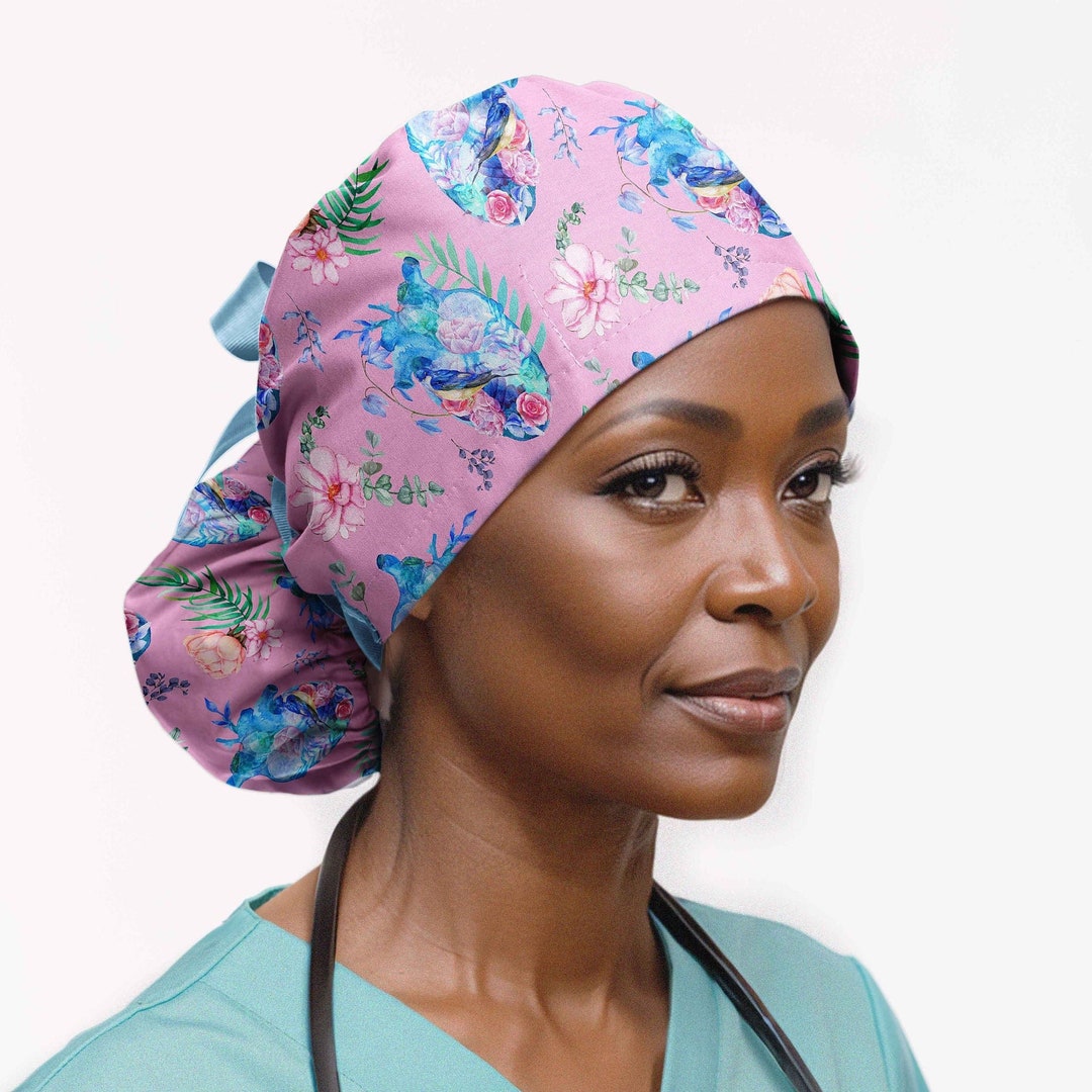 Anatomic Heart Ponytail Scrub Cap, Cardiac Nurse Hat, Euro Surgical Cap ...