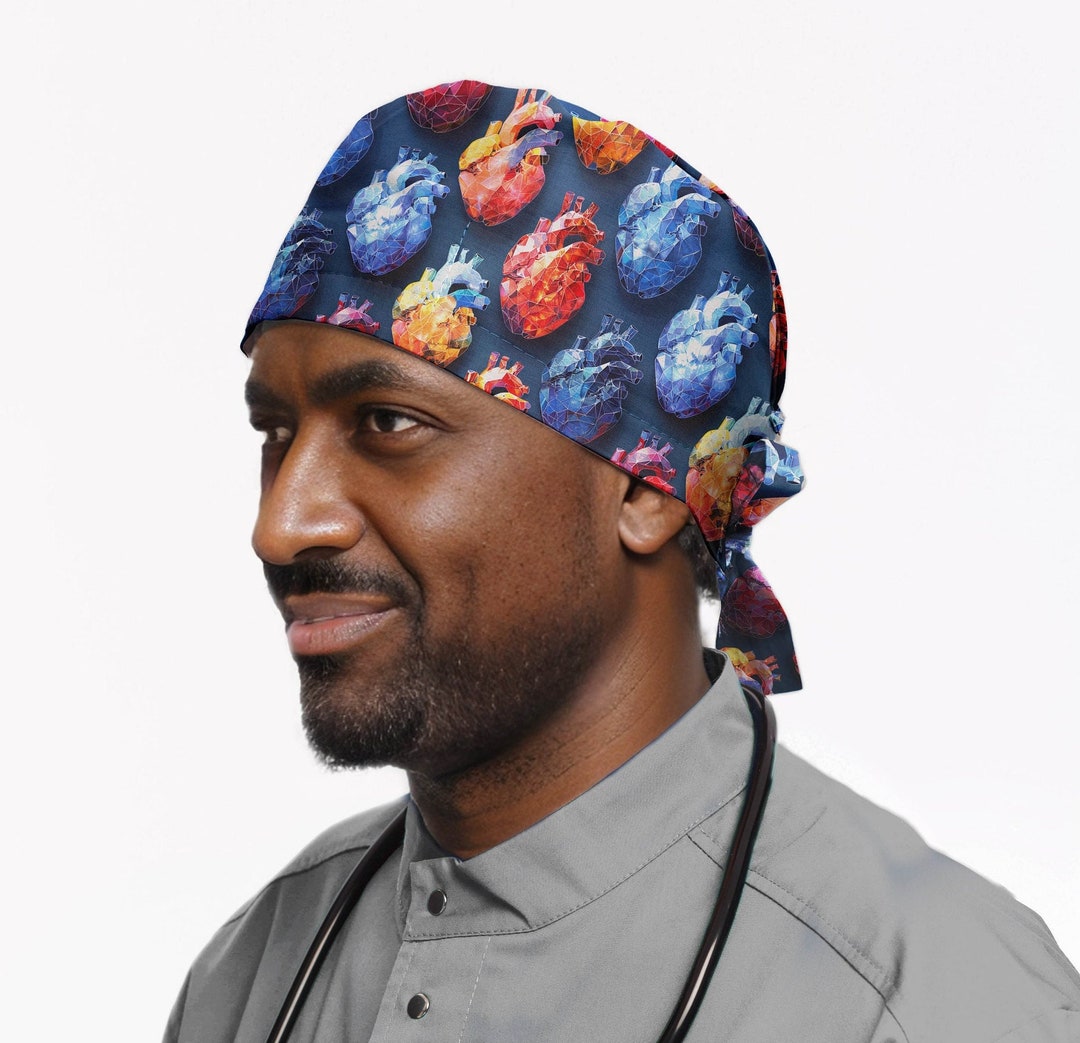 Cardiac Scrub Cap, Anatomy Heart Euro Scrub Hat, Ponytail Caps for ...