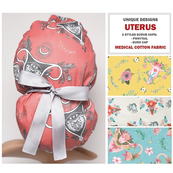 Anatomy Scrub Cap for Women Uterus Surgical Caps Ponytail - Etsy