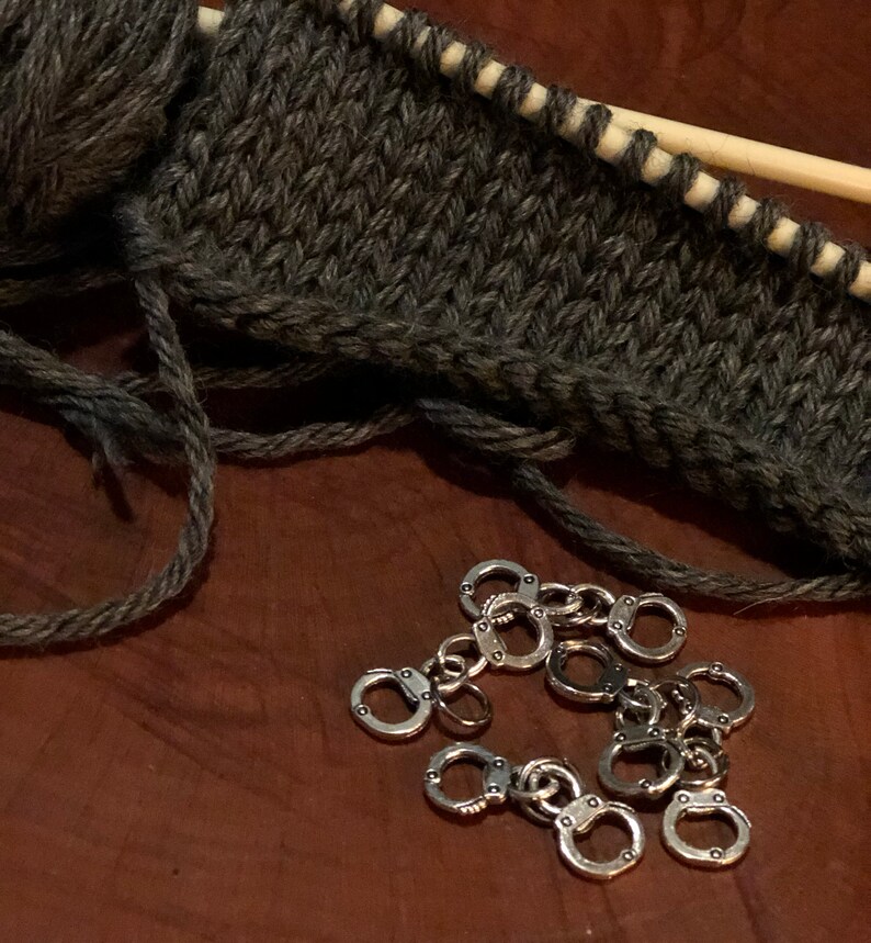 Silver Handcuff Knitting Stitch Markers - Etsy