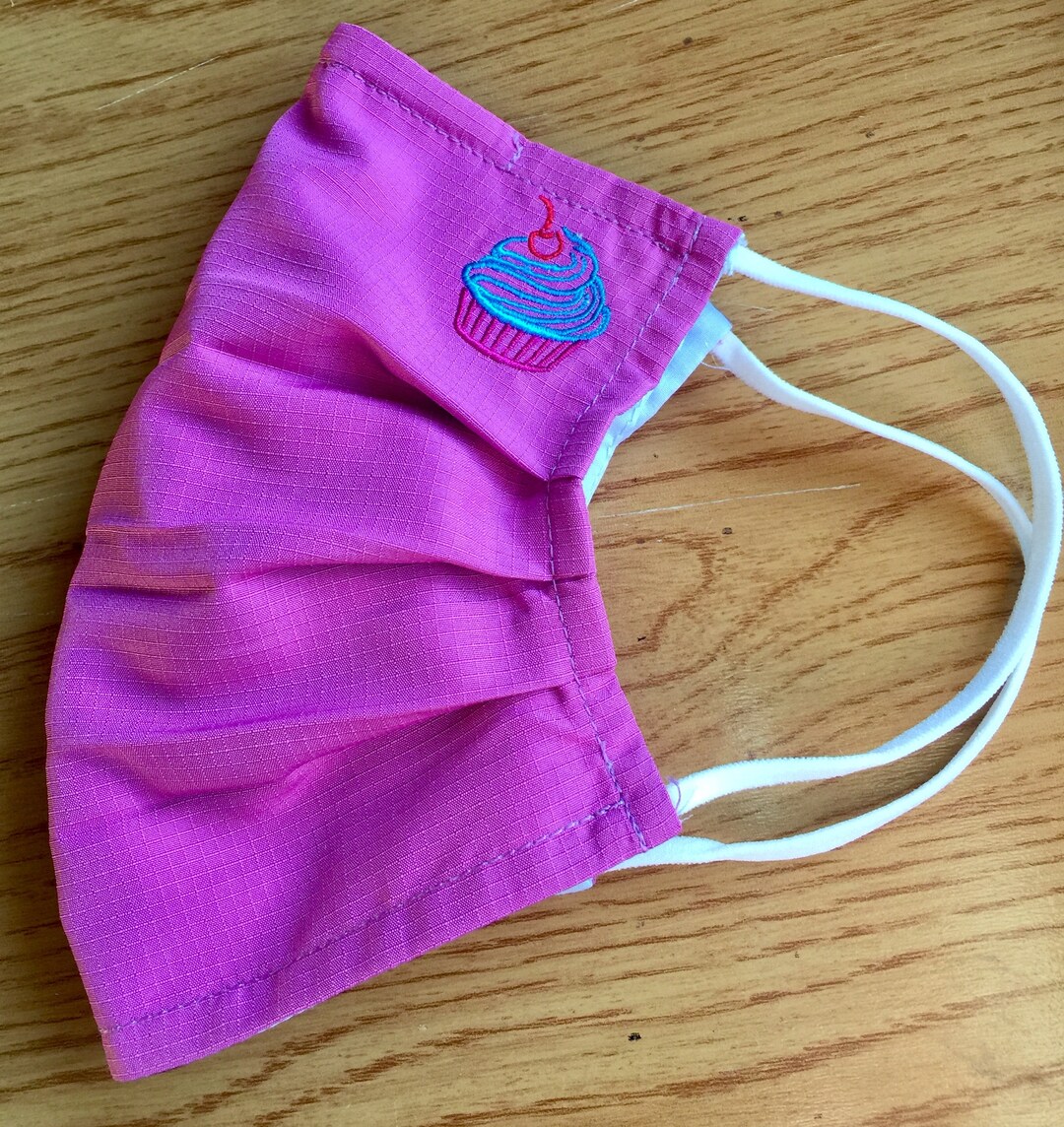 Embroidered Cupcake Face Mask Cover With Filter Pocket, Flexible Nose ...