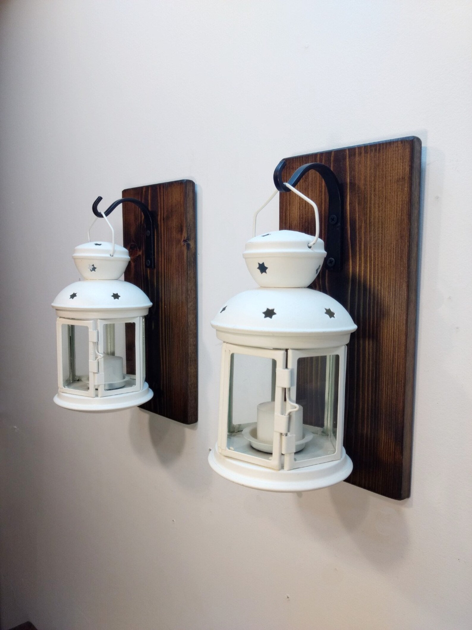 Rustic White Metal Lantern Rustic Home Decor Rustic Wall - Etsy