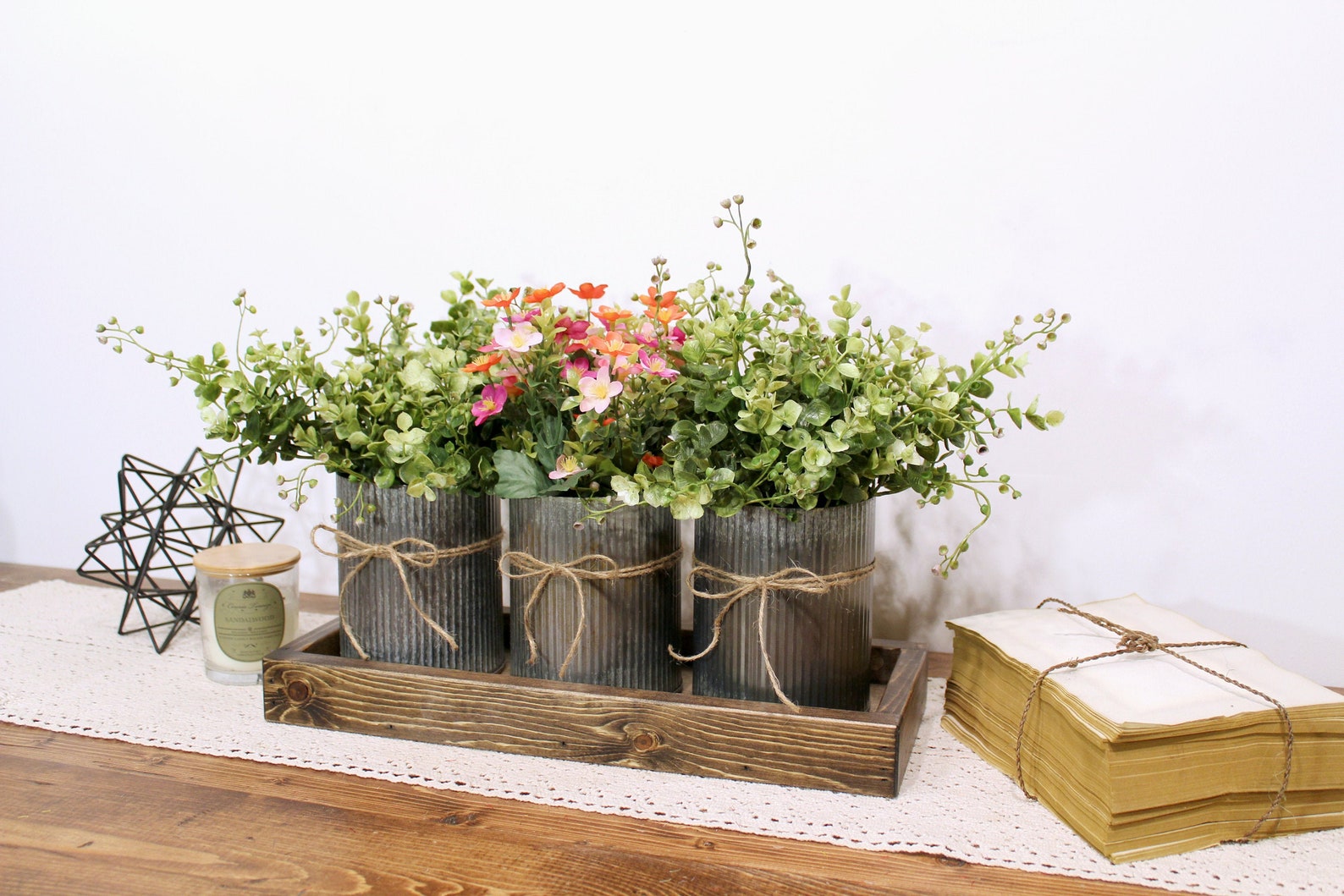 Modern Farmhouse Table Centerpiece Centerpiece With Flowers - Etsy