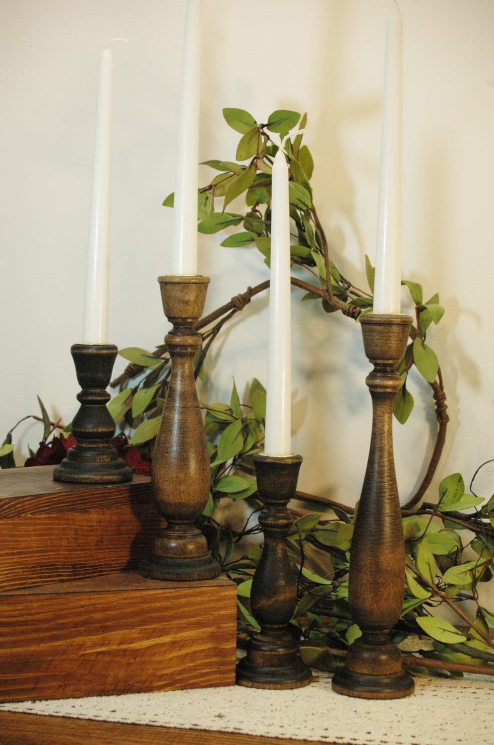 Christmas Candlesticks Holiday Candle Sticks Wood - Etsy