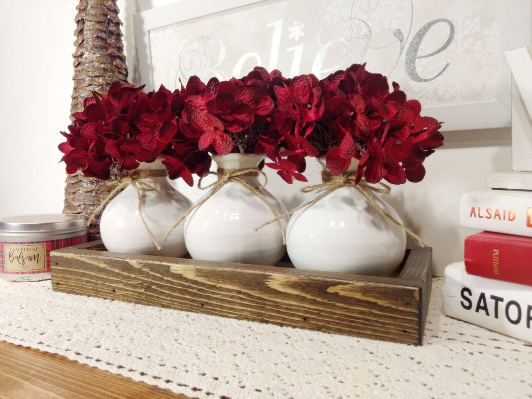 Rustic Planters, Christmas Table Centerpiece, Rustic Table Centerpiece ...