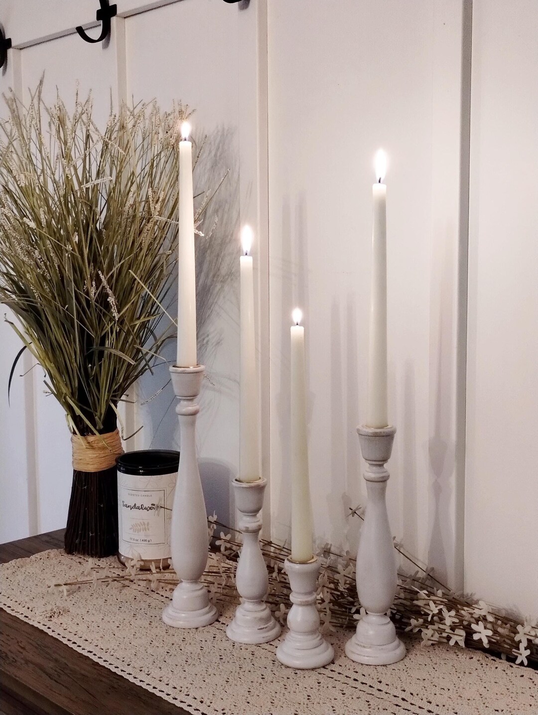 Wood Candle Sticks Set, Rustic Candlesticks, Gift Candles, Candlestick ...