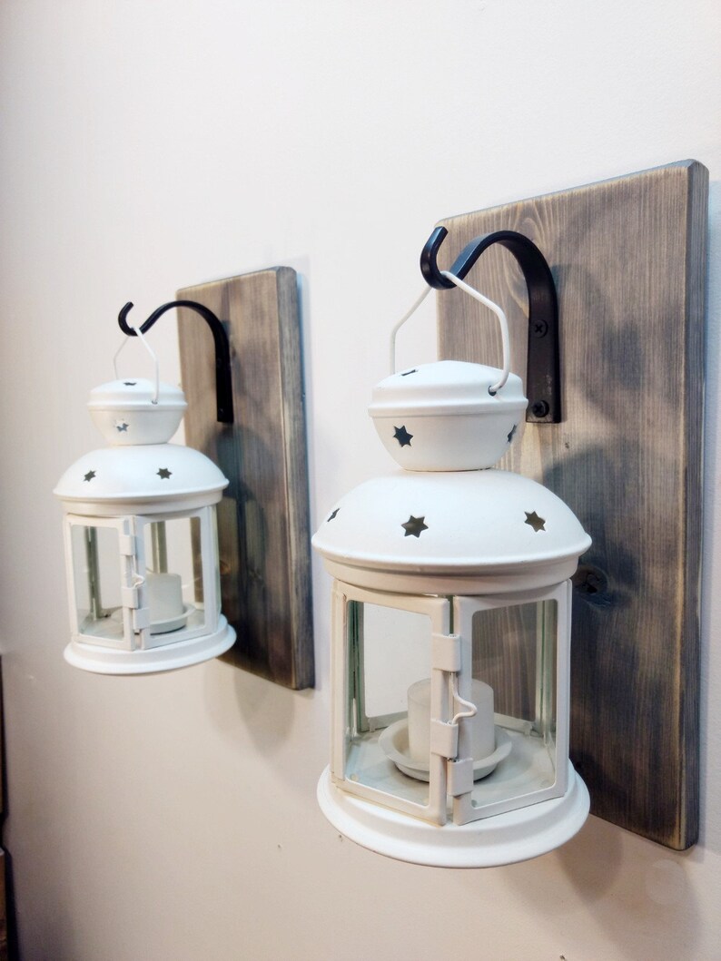 Rustic White Metal Lantern Rustic Home Decor Rustic Wall - Etsy