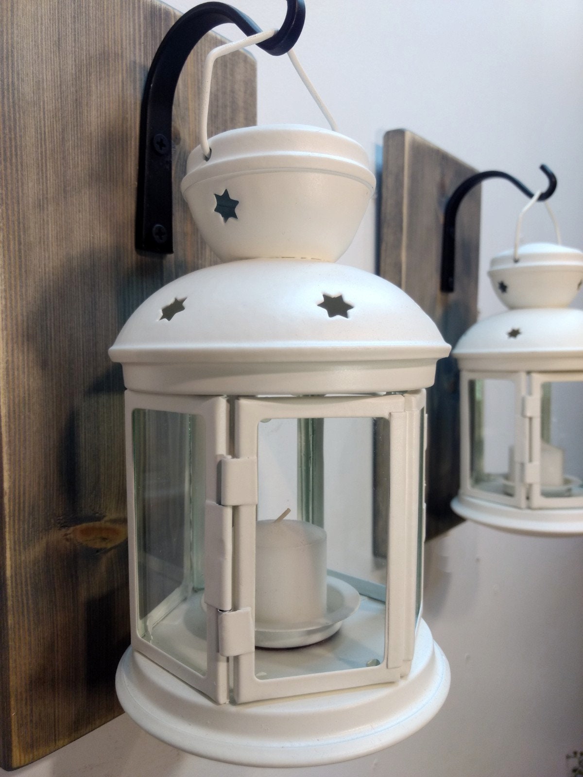 Rustic White Metal Lantern Rustic Home Decor Rustic Wall - Etsy