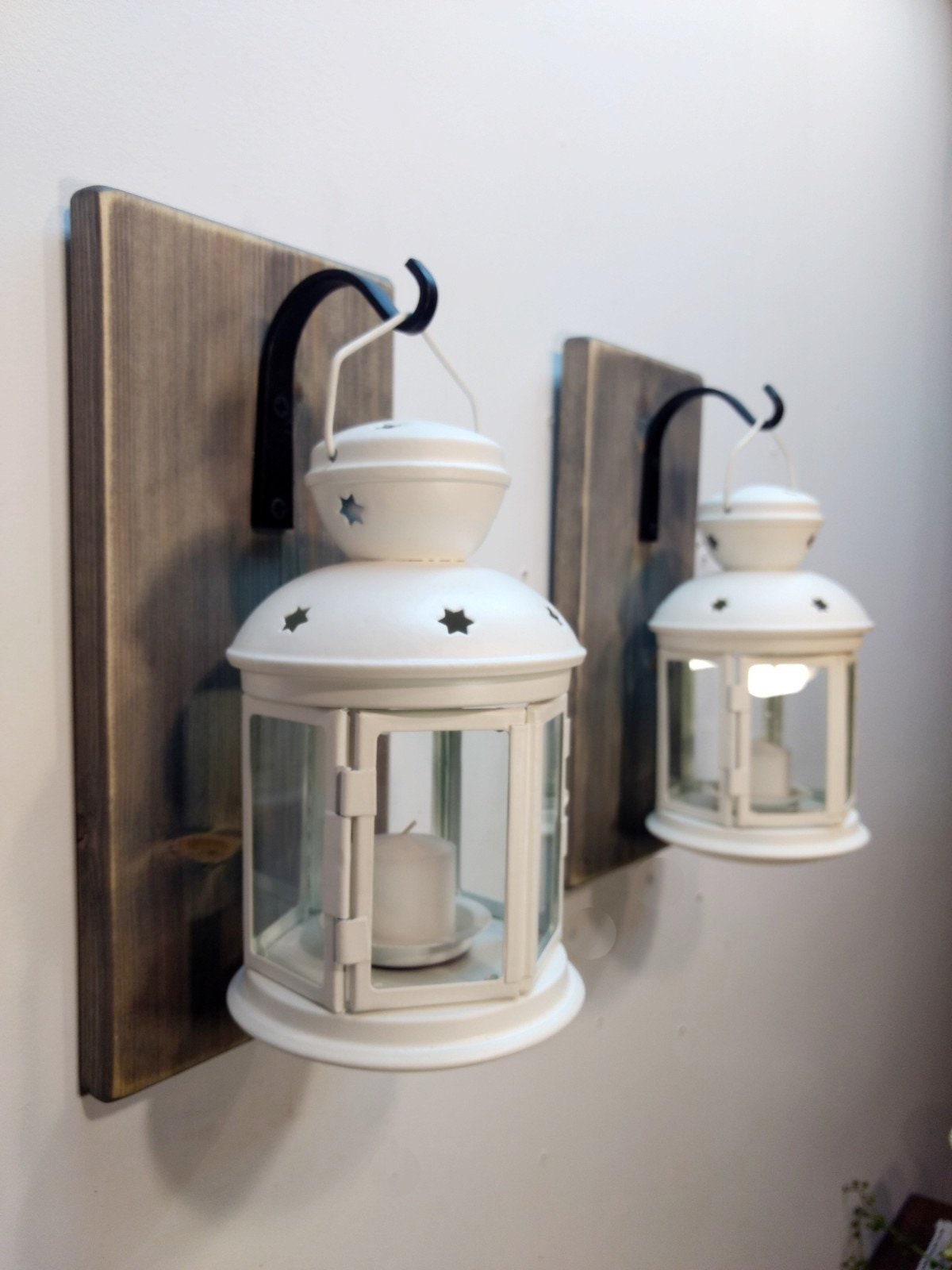 Rustic White Metal Lantern Rustic Home Decor Rustic Wall - Etsy