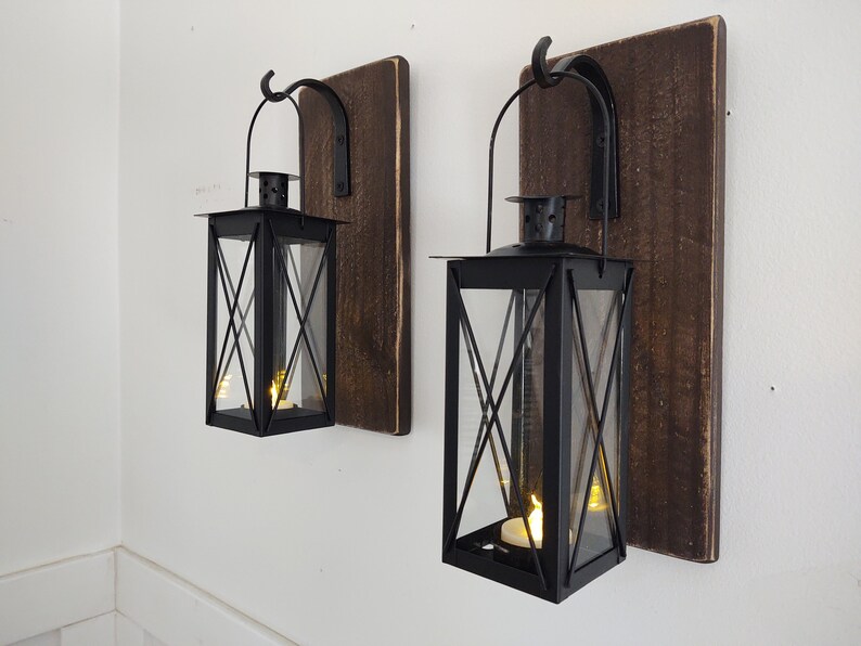 Lantern Wall Sconce Set Metal Lantern Decor Rustic Lanterns - Etsy