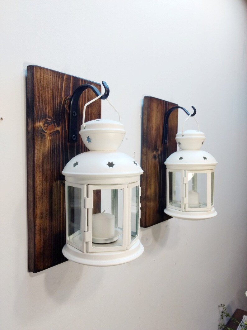 Rustic White Metal Lantern Rustic Home Decor Rustic Wall - Etsy