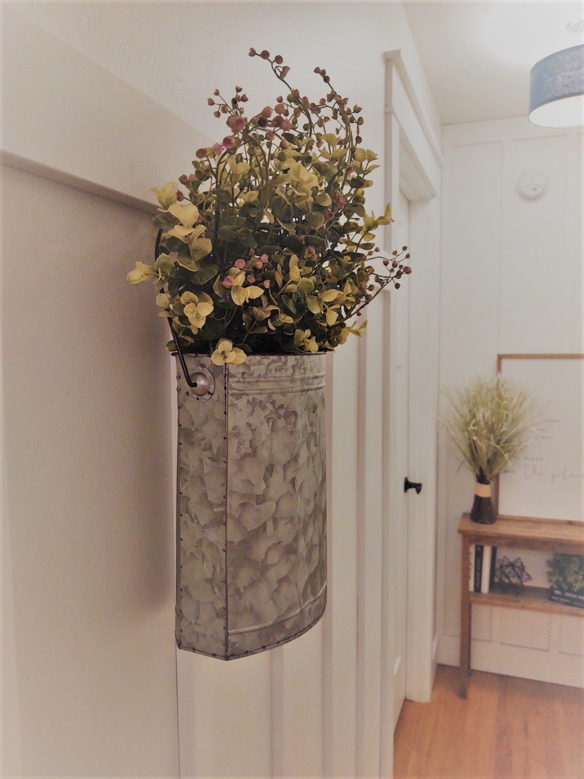 Rustic Galvanized Metal Flower Basket, Modern Farmhouse Decor - Etsy