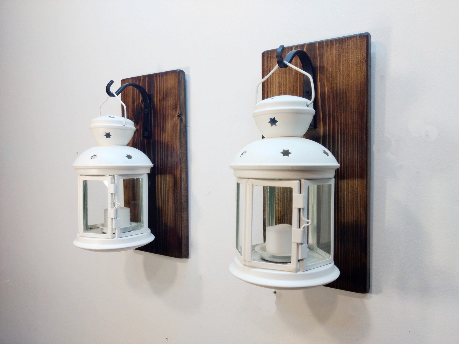 Rustic White Metal Lantern Rustic Home Decor Rustic Wall - Etsy