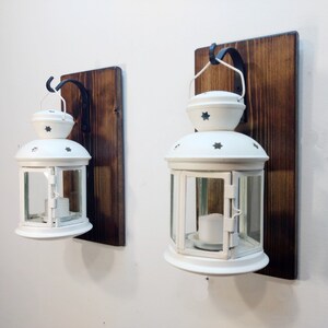 Rustic White Metal Lantern Rustic Home Decor Rustic Wall - Etsy