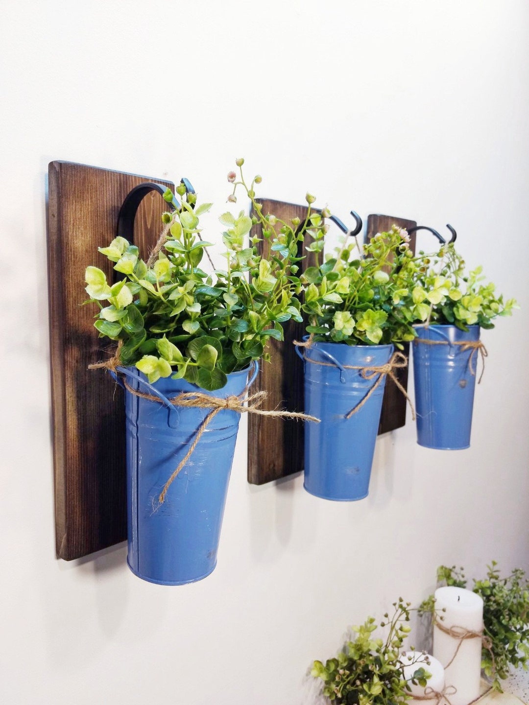 Rustic Farmhouse Decor, Rustic Wall Decor, Hanging Planters, Silver ...