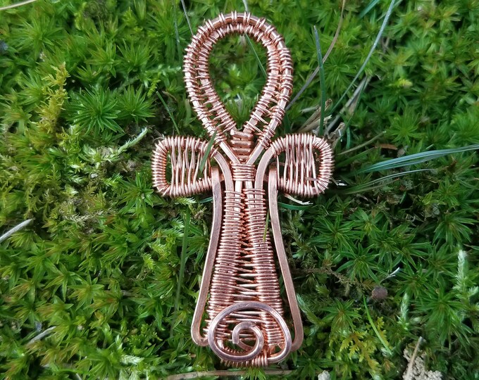 Copper Ankh Pendant, Copper Wire Wrap Pendant, Wire Wrapped Necklace ...