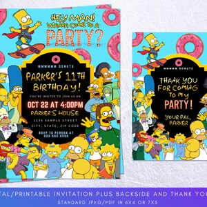 The Simpsons Invitation Simpsons Birthday Simpsons invite | Etsy