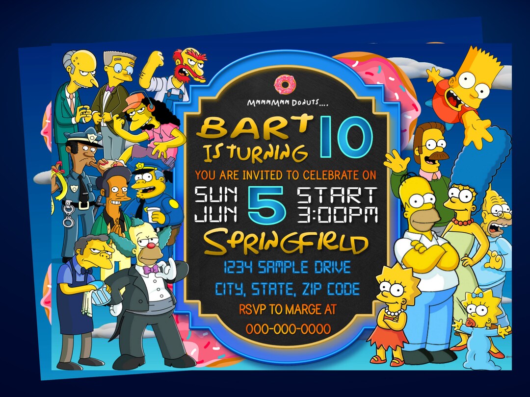 The Simpsons Invitation, Simpsons Birthday, Simpsons Invite, Simpsons ...