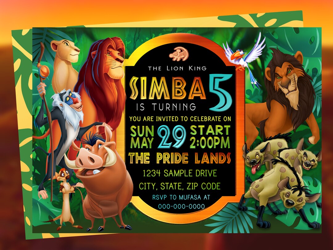 Lion King Birthday Invitation, Lion King Invitation, Lion King Digital ...