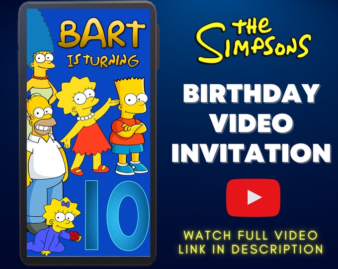 The Simpsons Video Invitation, Simpsons Birthday, Animated, Text ...