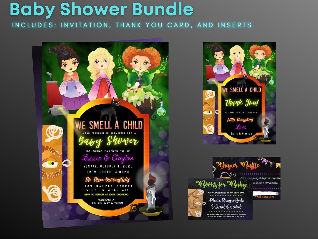 Hocus Pocus Baby Shower Bundle, Hocus Pocus Invitation, Hocus Pocus ...