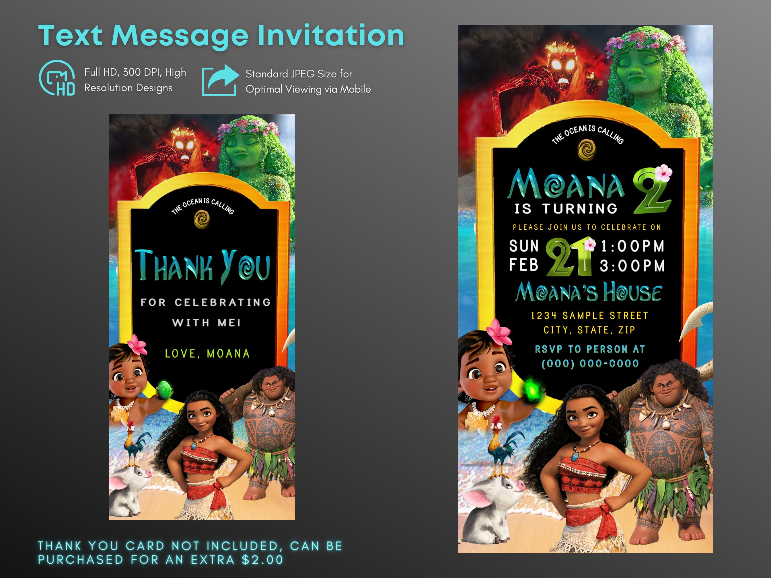 Moana Text Invitation Moana Birthday Moana Birthday | Etsy