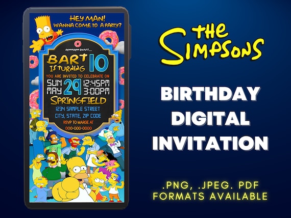The Simpsons Text Invitation the Simpsons Birthday Simpsons | Etsy