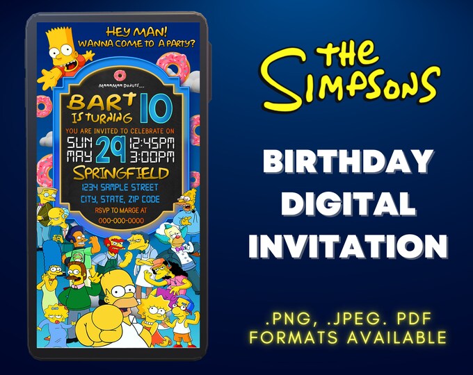 The Simpsons Text Invitation, the Simpsons Birthday, Simpsons Text ...