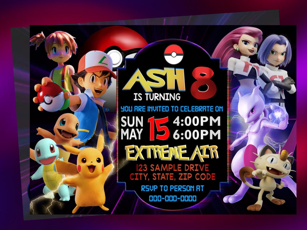Invitación de cumpleaños de Pokémon Invitación de Pokémon - Etsy México