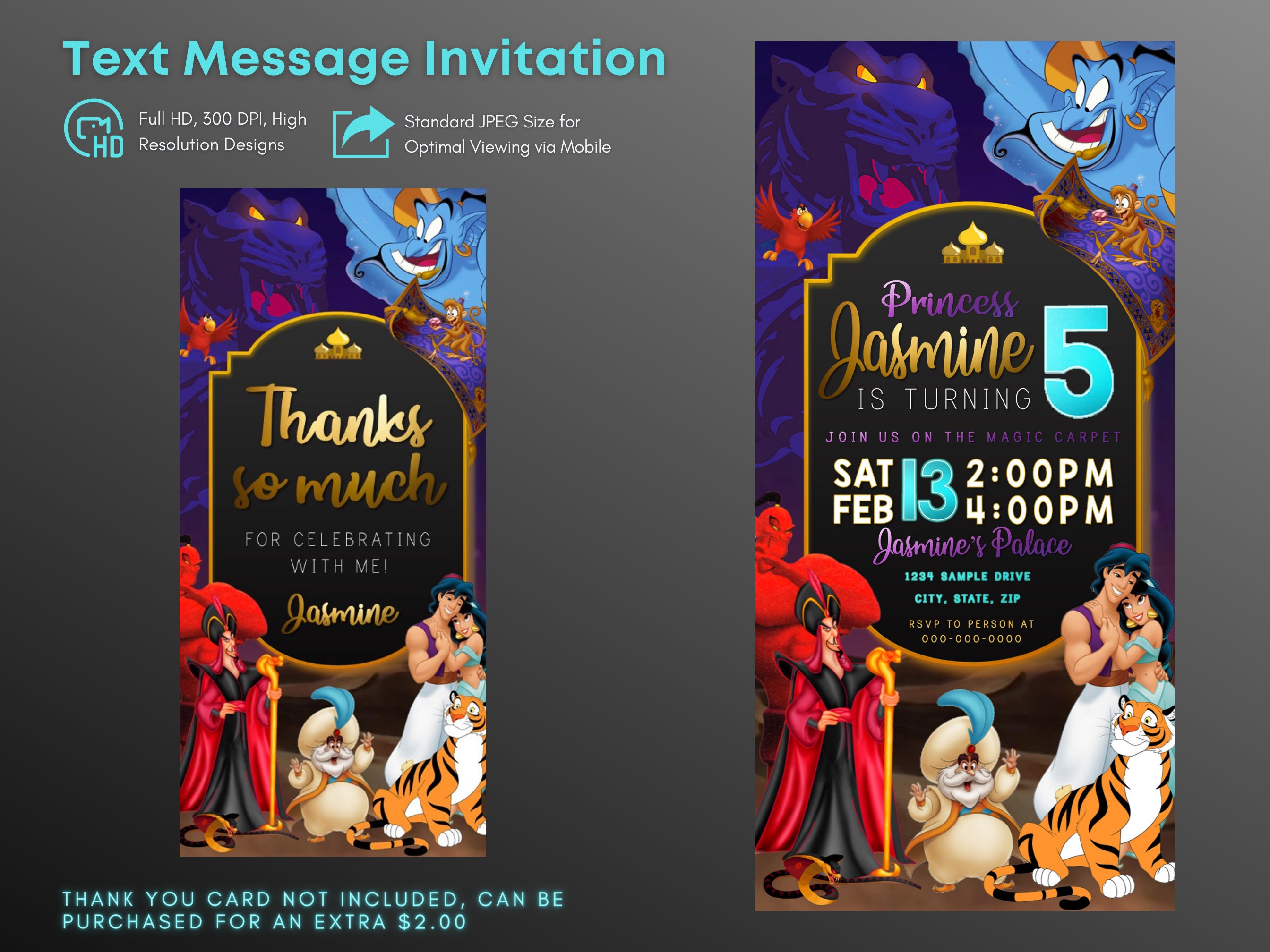 Aladdin Text Message Invitation Aladdin Birthday Invitation Etsy