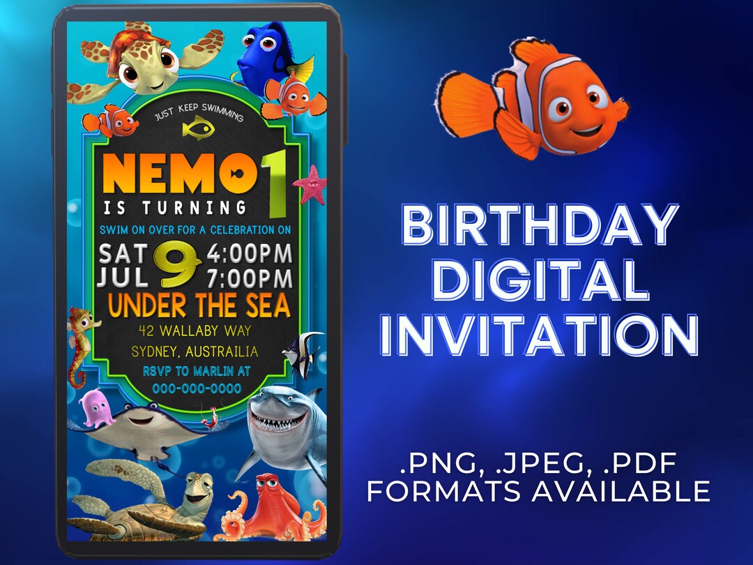 Finding Nemo Text Message Invitation, Finding Nemo Birthday Invitation ...