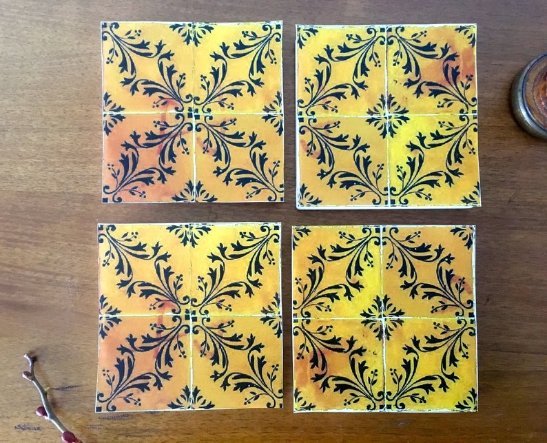 Madrid Tile Coasters Antique Spanish Coasters Stone - Etsy
