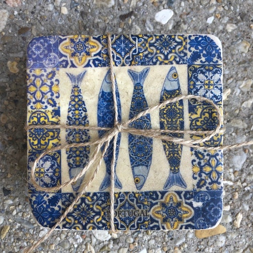 Blue Azulejos Coasters Set of 4 - Etsy
