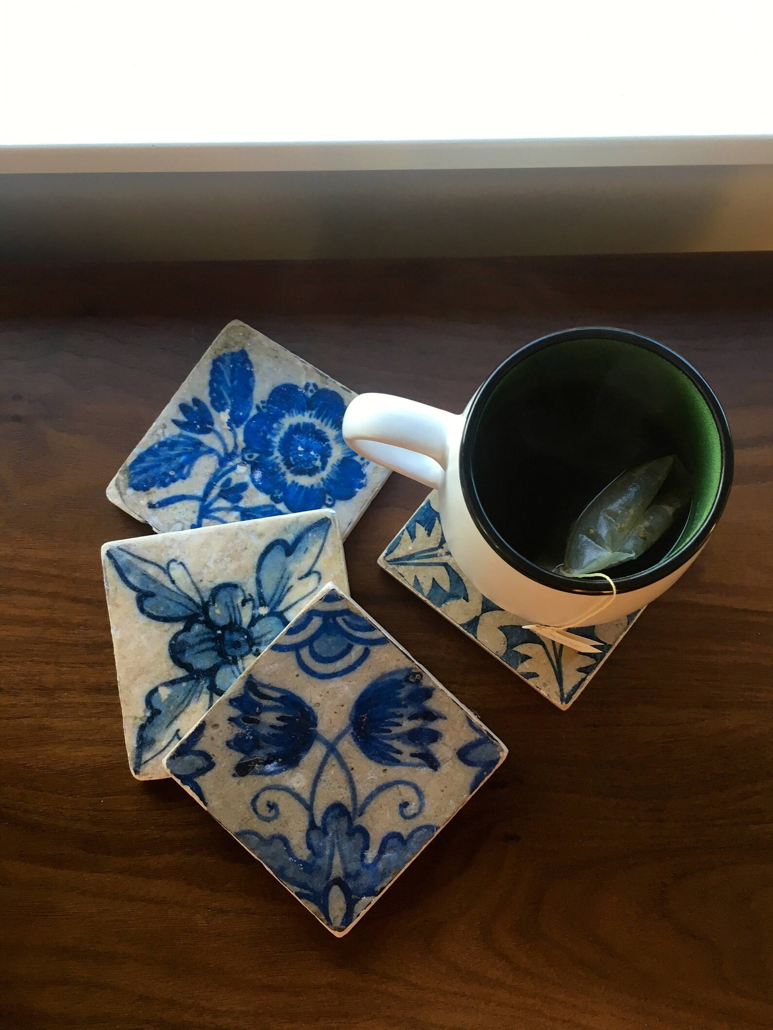 Azulejos Floral Tile Coasters Portuguese Inspired Blue Tiles - Etsy