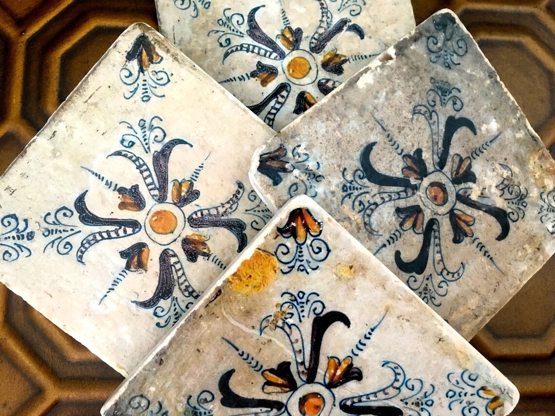 Isa Spanish Tile Coasters Antique Spanish Coasters Stone - Etsy