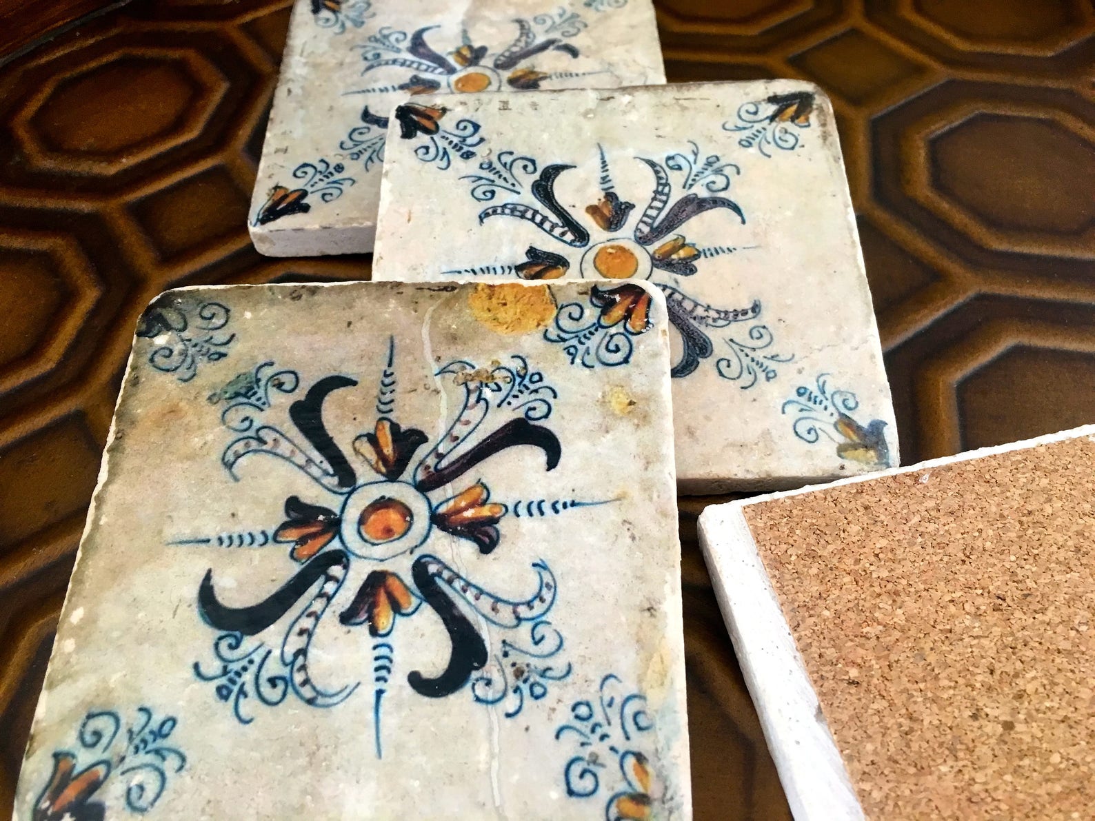 Isa Spanish Tile Coasters Antique Spanish Coasters Stone - Etsy
