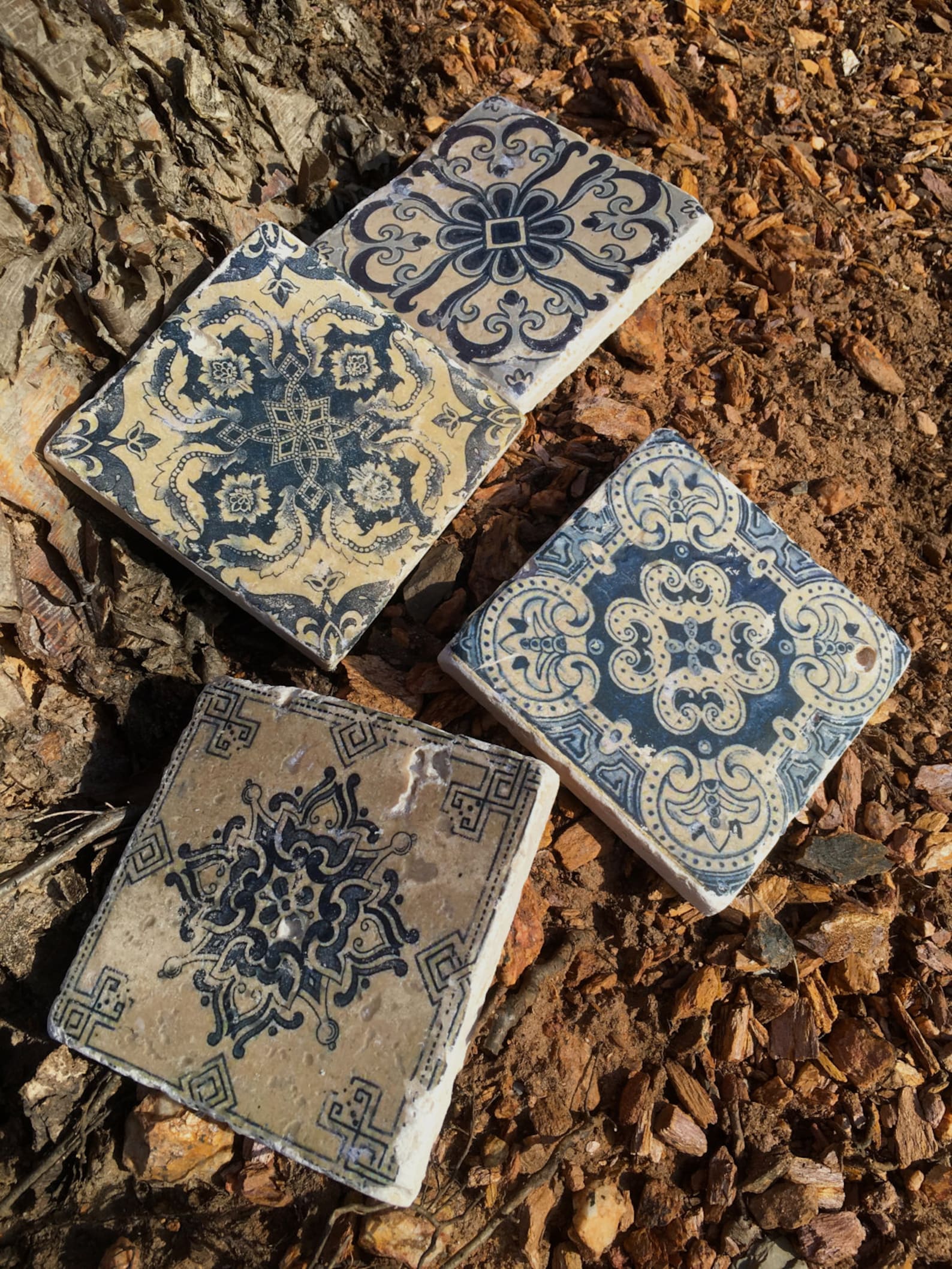 Azulejos Tile Coasters Portuguese Inspired Blue Stone - Etsy